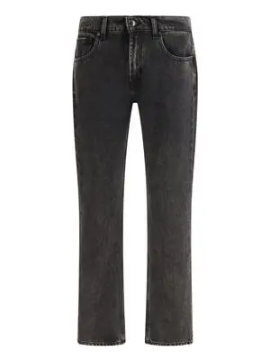 7 For All Mankind Straight Cropped Jeans - Black