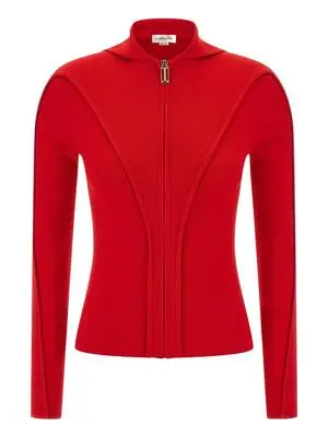 VICTORIA BECKHAM Victoria Beckham Zip-Front Panelled Wool Hooded Cardigan