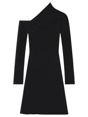 COURREGES Asymmetrical Long Sleeve Mini Dress - Black