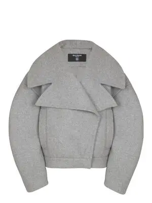 Balmain Oversized Pea Coat - Grey