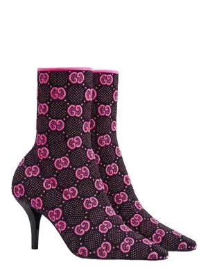 Gucci Gg Knit Ankle Boots - Black