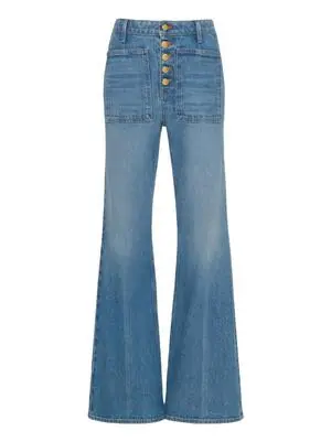 Ulla Johnson High-rise Kick Flare Jeans With Monogram Patch - Danube