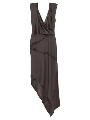 Attico Sleeveless V-neck Asymmetrical Hem Dress - Brown