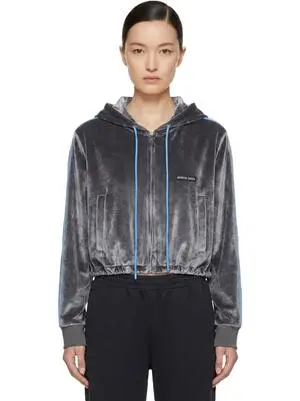 Marissa Chiara Long Sleeve Zip-up Cropped Jacket - Grey