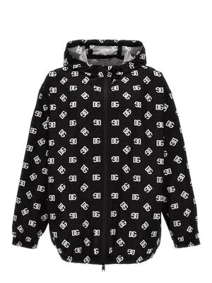 Dolce & Gabbana All-over Logo Hooded Jacket - Black