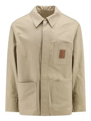FERRAGAMO Logo Patch Long-sleeve Jacket - Nude