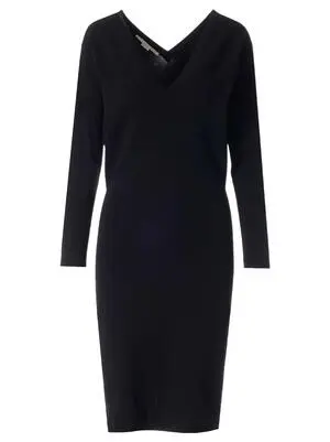 Stella McCartney Long-sleeved V-neck Knitted Dress - Black