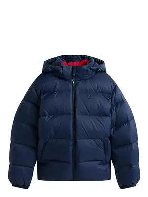 Tommy Hilfiger Logo-embroidered Hooded Puffer Jacket - Water Repellent Down Hooded Jacket