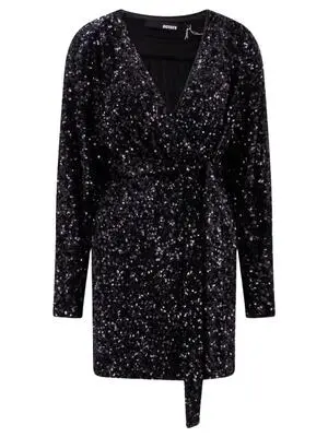 ROTATE BY BIRGER CHRISTENSEN ROTATE Embellished V-Neck Long Sleeve Dress