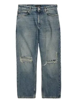 Balenciaga Distressed Straight-leg Jeans - Light Blue
