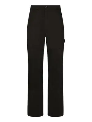 Dolce & Gabbana Straight-leg Trousers With Logo Plaque - Black