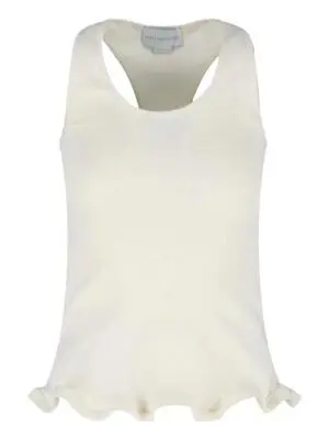 Stella McCartney Ribbed Tank Top With Frilled Hem - White