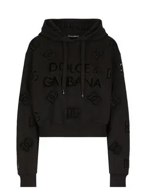 DOLCE & GABBANA Dolce & Gabbana Cropped DG Logo Jersey Hoodie