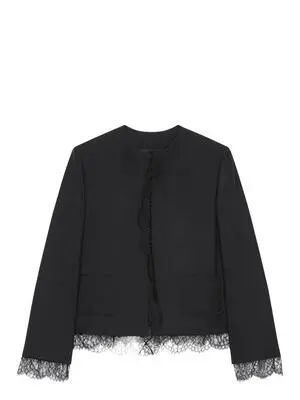 Givenchy Wool And Mohair Jacket With Lace Trim - Black