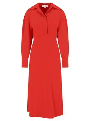 Victoria Beckham Long Sleeve Maxi Dress - Red