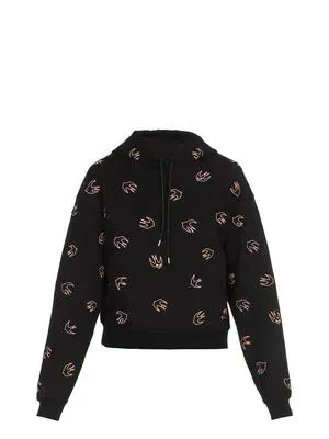 Alexander McQueen Swallow Embroidered Hooded Sweater - Black