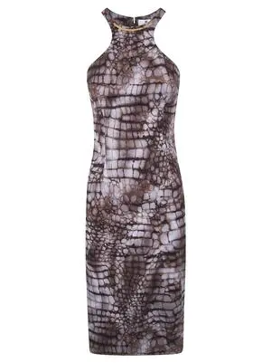 Elisabetta Franchi Elisabetta Franchi Halterneck Animal-Print Midi Dress No
