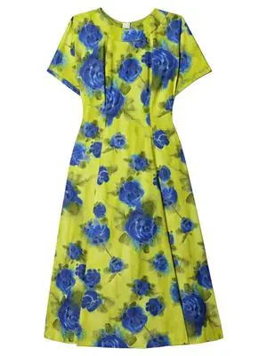 Marni Short Sleeve Floral Print Dress - Green