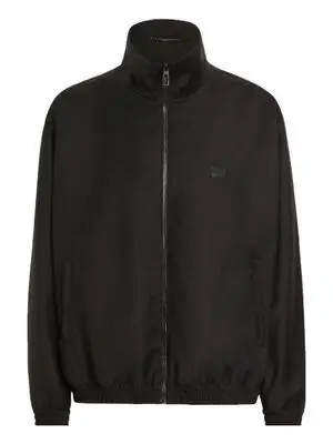 Dolce & Gabbana High Neck Zip-up Jacket With Logo Patch - Black