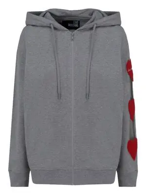 Moschino And Heart Zip-up Hoodie - Gray