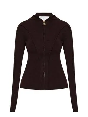 Victoria Beckham Zip-up Knitted Hoodie - Brown