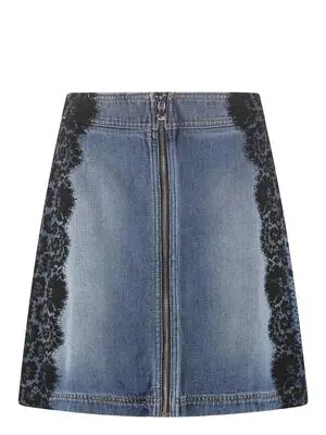 Moschino Zipper Detail Denim Skirt - Gray