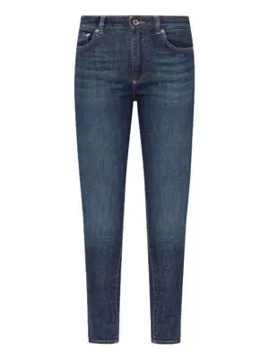 Dolce & Gabbana Logo Plaque Tapered Leg Jeans - Blue