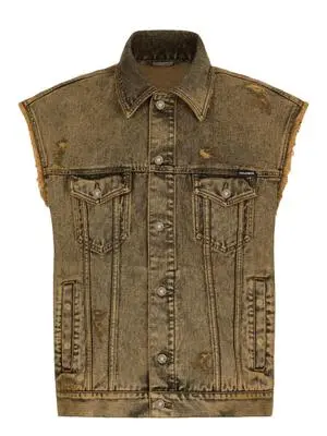 DOLCE & GABBANA Dolce & Gabbana Overdyed Sleeveless Denim Jacket