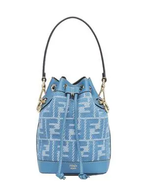 Fendi Mon Tresor Ff Jacquard Mini Bucket Bag - Blue