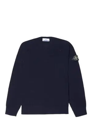 Stone Island Logo Patch Crewneck Jumper - Blue