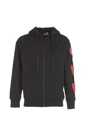 Moschino Cut-out Heart Zip-up Hoodie - Black