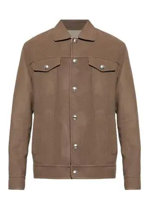 Eleventy Snap-button Wool Jacket - Brown