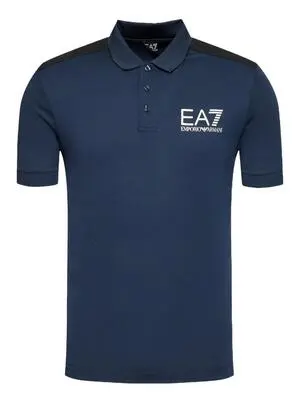 EA7 Navy Logo Short-sleeved Polo Shirt - Blue