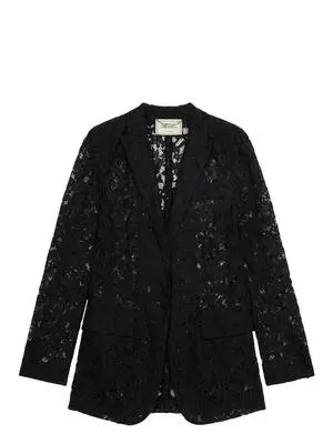 Blumarine Single-breasted Floral Lace Tailored Blazer - Black