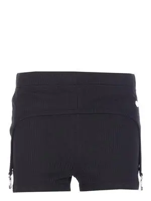 JEAN PAUL GAULTIER Ribbed Garter Shorts With Logo Detail - Black