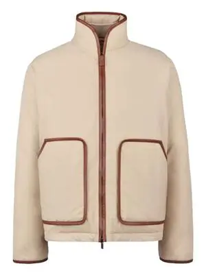 TOD'S Leather-trimmed Technical Cotton Down Jacket - Light Brown