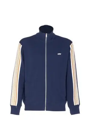 AUTRY Stripe-detail Zip-up Sweatshirt - Navy