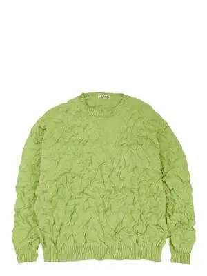 Auralee Textured Crew Neck Long Sleeve Sweater - Green
