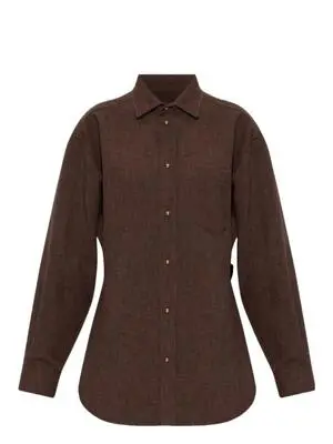 DARKPARK Long Sleeve Button-up Shirt With Lapel Collar - Green