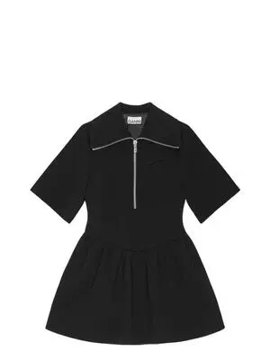 GANNI Bonded Crepe Mini Dress With Zip Fastening - Black