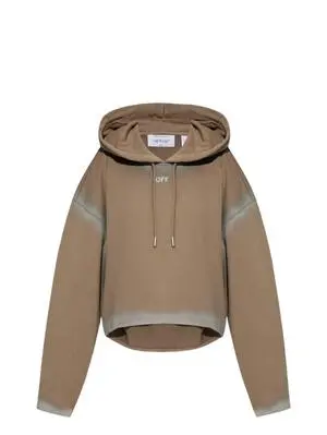 Off-White Cropped Gradient Hoodie - Brown