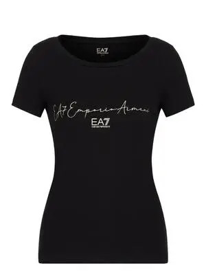 EA7 Logo Short-sleeve T-shirt - Black