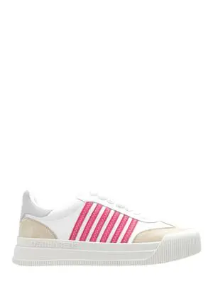 Dsquared2 Striped Round Toe Lace Up Sneakers - White