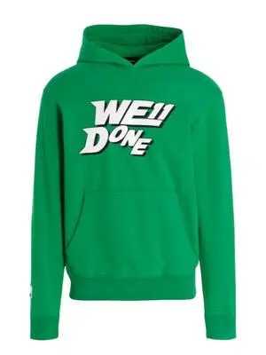 We11Done Logo Print Oversized Hoodie - Green