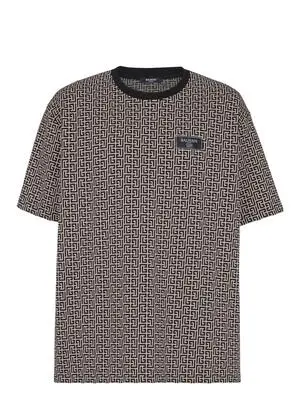 Balmain Logo Patch Monogrammed T-shirt - Black