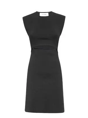 YVES SALOMON Ribbed Knit Cut-out Dress - Black