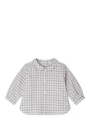 Bonpoint Plaid Long Sleeve Shirt - White