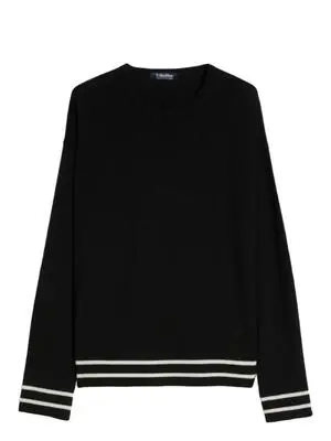 Max Mara Wool Sweater With Stripe Details - Black