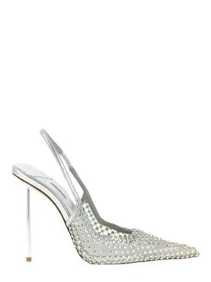 LE SILLA Gilda Embellished Mesh Slingback Pumps - Silver