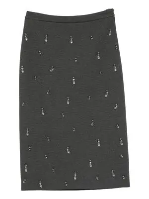 SEMICOUTURE Rhinestone Embellished Midi Skirt - Black